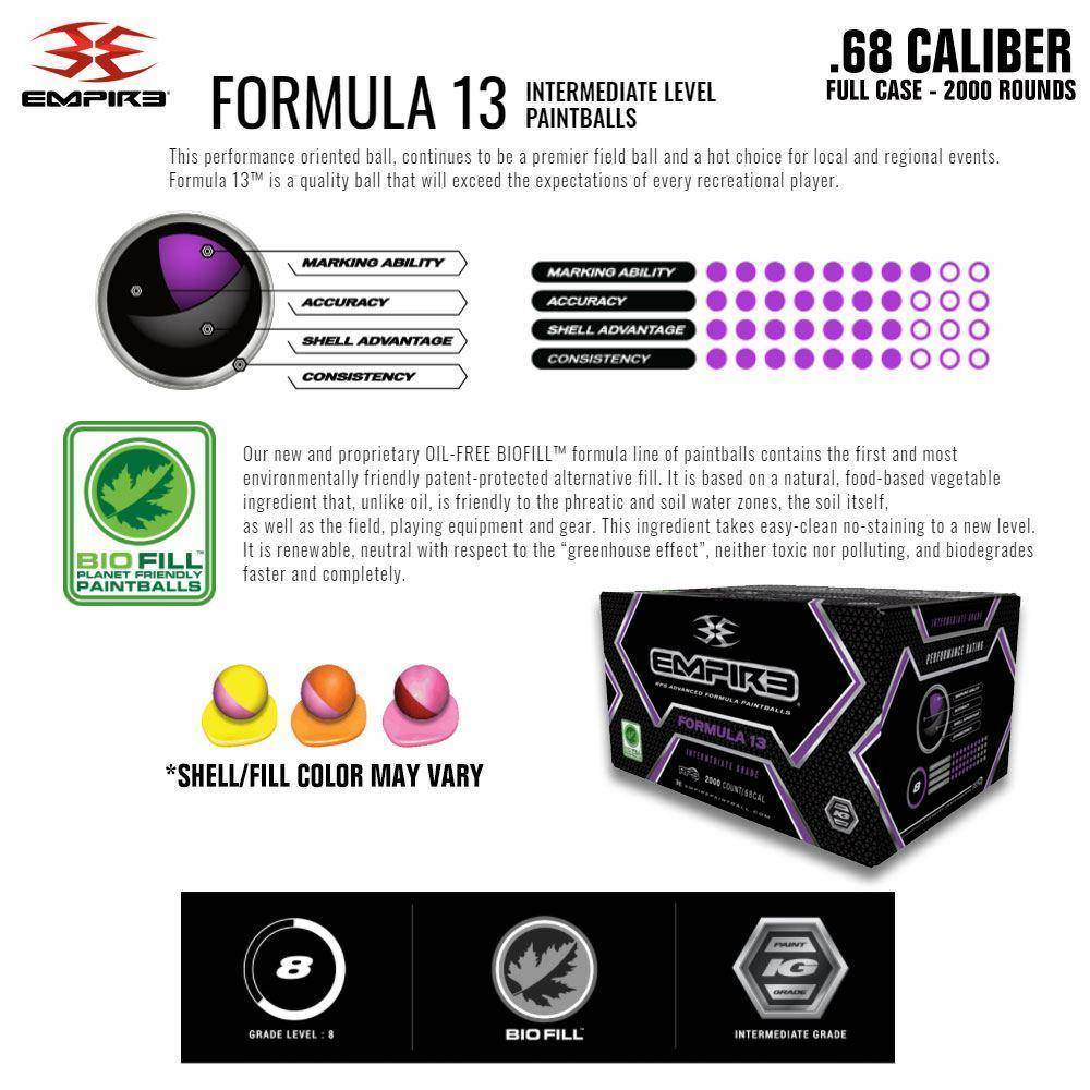 Empire Formula 13 .68 Caliber Paintballs - Orange Shell / Yellow Fill ...