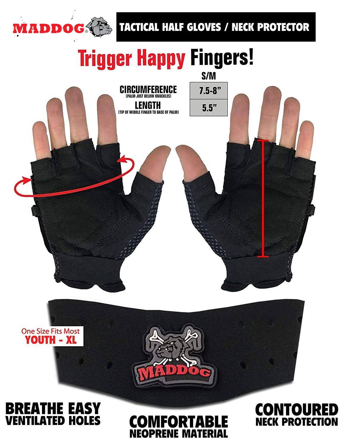 Maddog Padded Airsoft Paintball Chest Protector, Tactical Half Finger ...